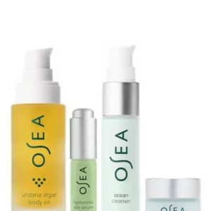 OSEA Bestsellers Discovery Skincare Set - 4-piece Skin Care Set - Vegan Leather Pouch, Body Oil, Face Cleanser, Water Cream, & Hyaluronic Acid Serum - Clean Beauty Travel Set - Ideal for Beauty Gifts