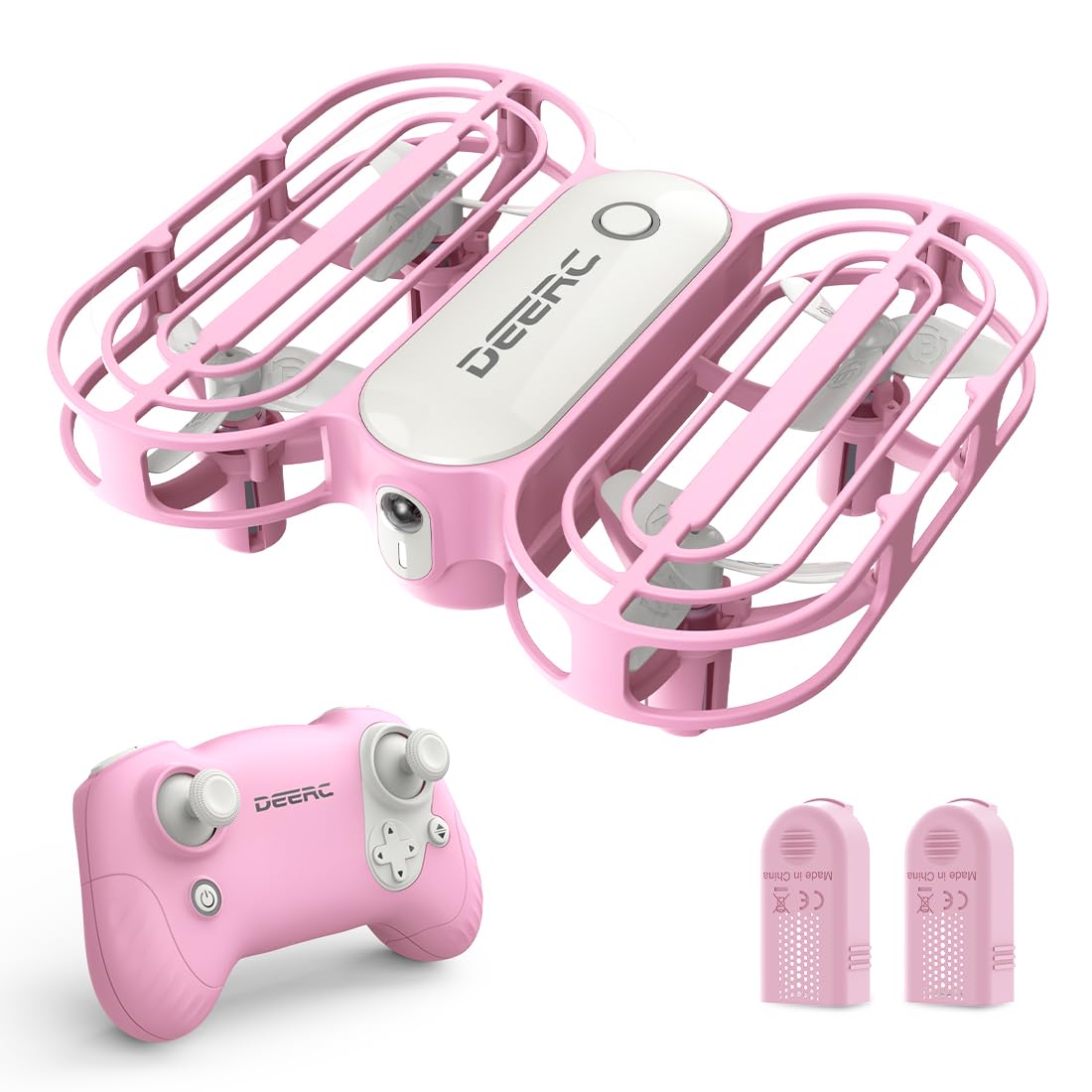 DEERC D11 Drone for Kids and Beginners, Kids Drone with LED Features Toss to Launch, Circle Fly, 3D Flip, 3 Speeds, 2 Rechargeable Batteries for 16mins, Great Gifts Toys for Boys and Girls (Pink)