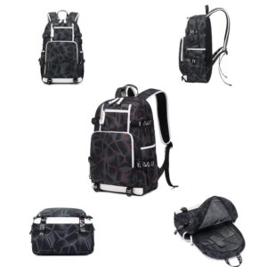 ELFJE Basketball J-ordan Individualized Laser Mechanical Style Laptop Outdoor Multifunction Backpack Travel Daypack Fans Bag