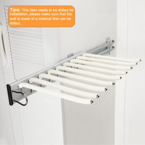 mopam Pull Out Trousers Rack 9 Arms Retractable Closet Pants Hanger Side Mounted Space Saving Trouser Hanger Rack, Left Side Installation, Beige