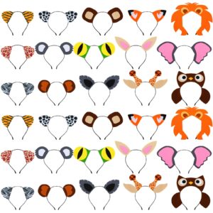 30 pcs animal ears headband for kids jungle woodland safari zoo headbands birthday halloween party favors (animals)