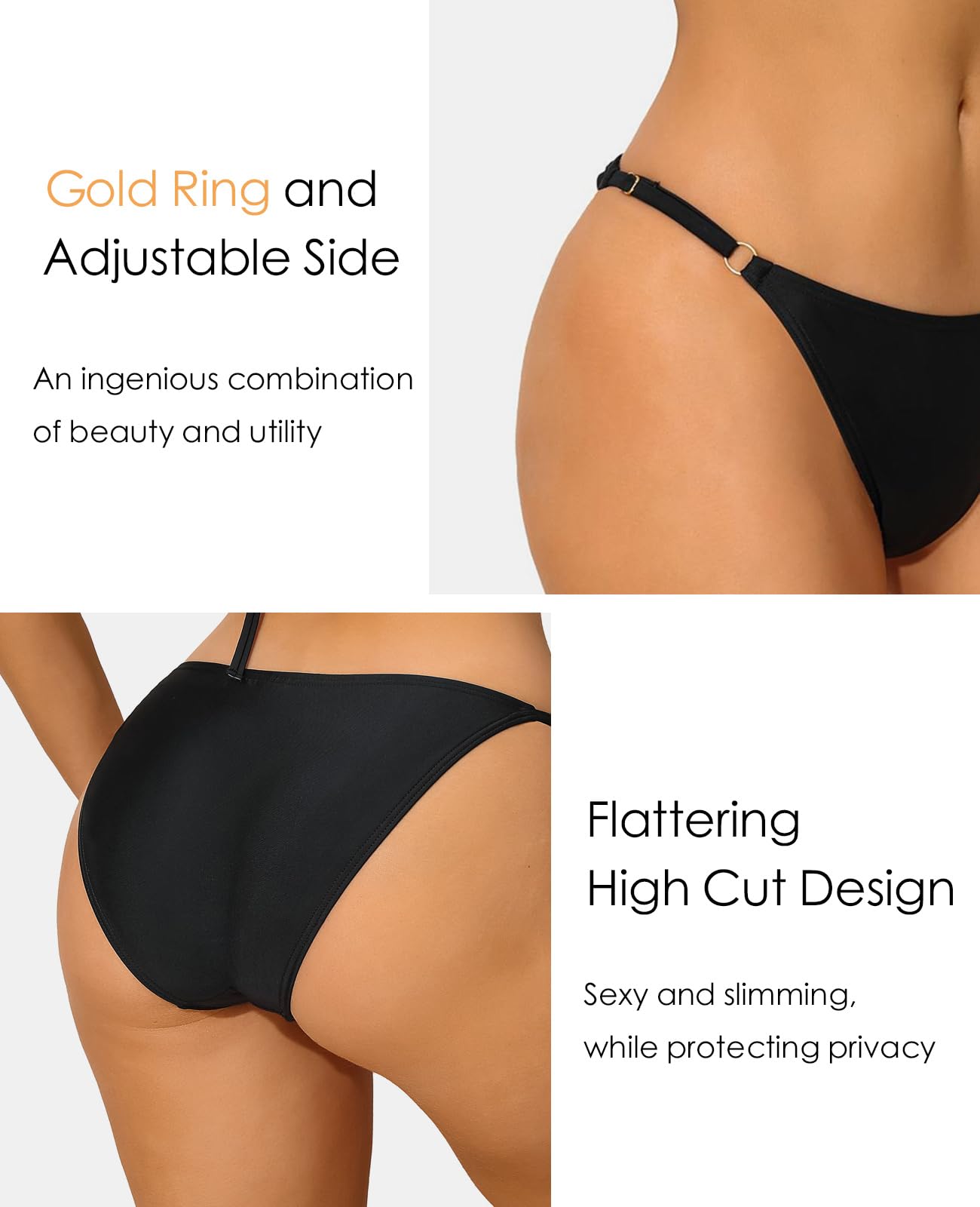 beautyin Swim Bottoms for Women O Ring Low Waisted Sexy Bikini Bottom Swimwear