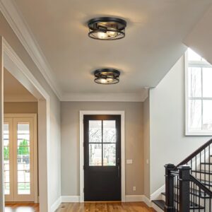 VIOLOEMI Farmhouse lights Industrial Ceiling Lamp of 2 Pack Flush Mount Hallway ceiling lights fixtures Bedroom Ceiling Lamp Kitchen round lights（Bulbs Not Included）