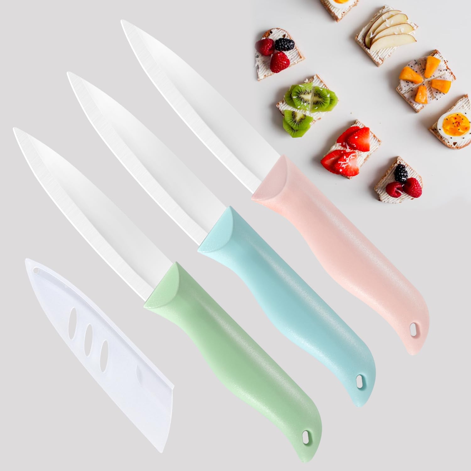 shoplease 3 Pieces Ceramic Knives set, 4 inch Fruit Knife is Suitable for Most Vegetables, Fruits and Meats