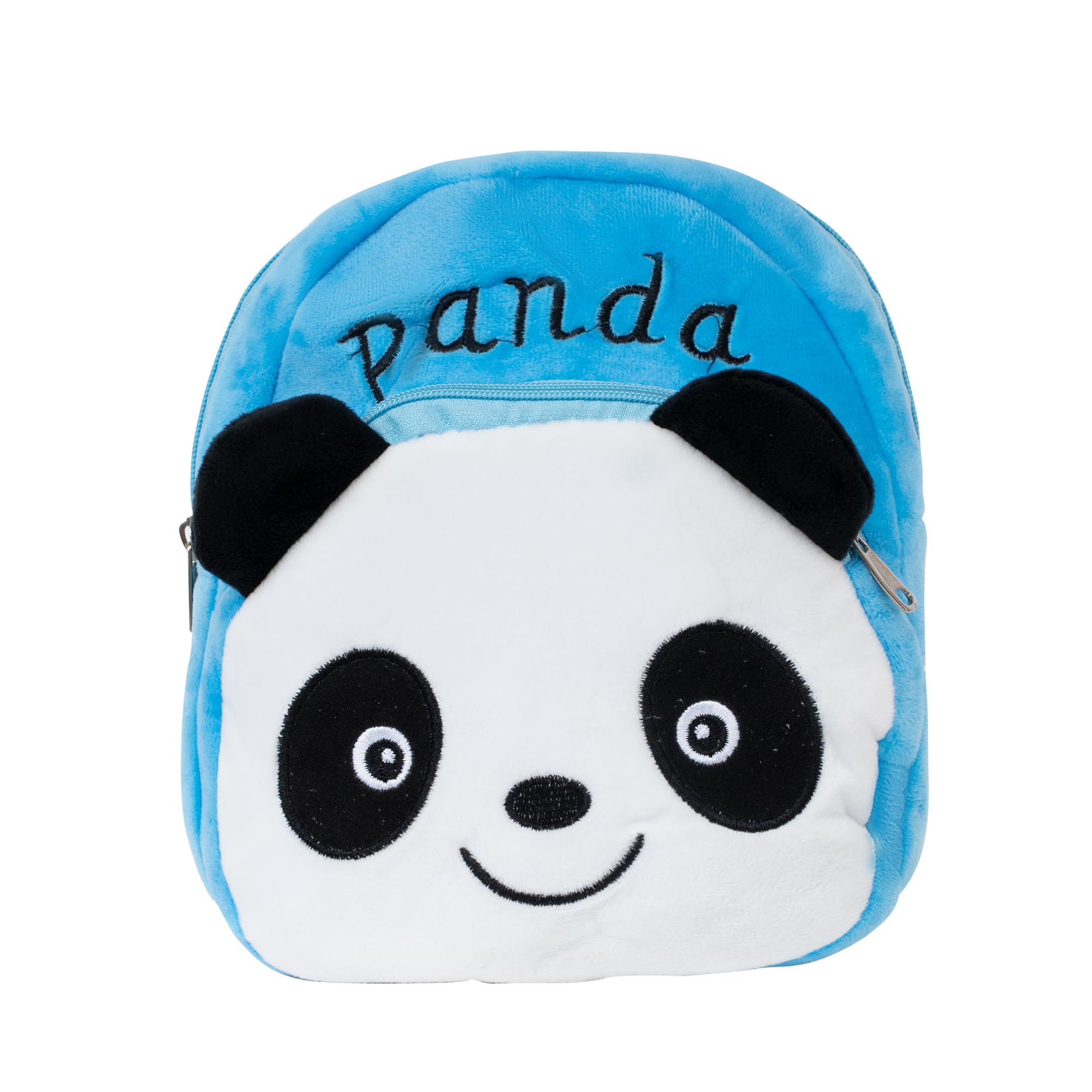 Kids Small Backpack Set - Animal Plush Backpack For Kids - Cute & Functional With Fun Accessories - Includes Cartoon Stickers and Mini Color Pencil Tubes - (Blue Panda)