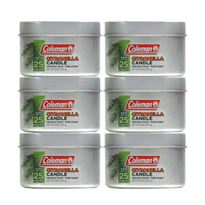 coleman scented outdoor citronella candle with wooden crackle wick, pine scent, 6 oz (pack of 6)