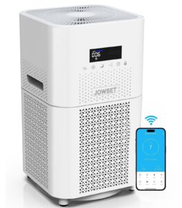 air purifiers for large room,jowset 3000 sqft smart wifi air cleaner and h13 true hepa filter remove 99.97% of particles, smoke, dust,pet allergen reducer powerful motor,works with alexa