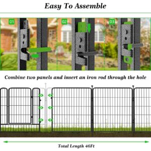 Decorative Garden Metal Fence 46ft (L)×32in(H) 20 Panels Heavy Duty Iron Wire Animal Barrier Temporary No Dig Fence Landscape Edging Privacy Fencing for Yard, Outdoor, Dog, Patio, Flower Bed