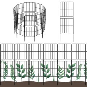 ousheng decorative garden fence fencing 10 pack, 37.5in (h) x 10ft (l) rustproof metal wire panel border animal barrier for dog, flower edging for yard landscape patio outdoor decor, square