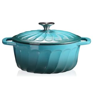 enameled dutch oven with lid,cast iron dutch oven pot,dual handles for bread baking, cook, bake, refrigerate safe across all cooktops(green)