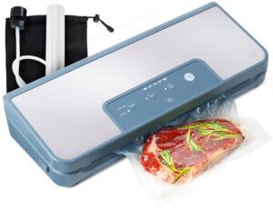 greater goods all-in-one vacuum sealer kit - start sealing & saving today with a powerful, fast sealer that comes with sealer bags and accessories (stone blue)