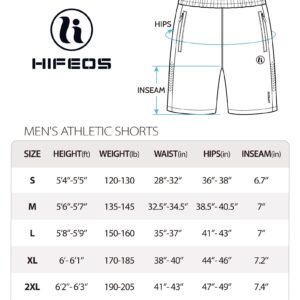 HIFEOS Mens Athletic Shorts -Running, Tennis Gym Workout Shorts for Men 5"/7"/9"- Comfort, Lightweight, 3 Zippered Pockets Orange