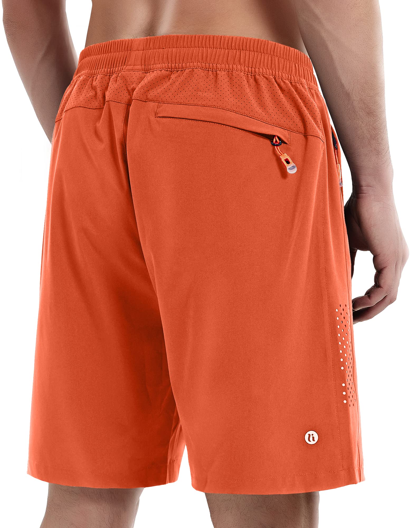 HIFEOS Mens Athletic Shorts -Running, Tennis Gym Workout Shorts for Men 5"/7"/9"- Comfort, Lightweight, 3 Zippered Pockets Orange