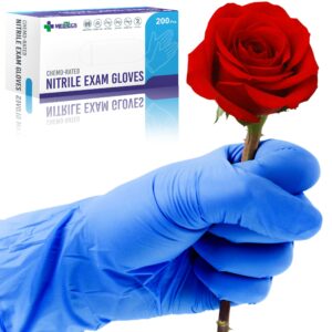 medtecs nitrile gloves disposable latex-free with chemo-rated protection & breathable design - 4 mil thickness, ambidextrous, powder-free and over 500% elongation - all size & color available - 200pc