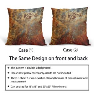 Brown Rust Metal Pillow Covers 18X18 In Gold Rusty Cinnamon Copper Bronze Metallic Pillow Cases Orange Teal Rustic Throw Pillows Set of 2 Autumn Home Decor For Living Room Bedroom Couch Sofa Outdoor