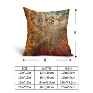 Brown Rust Metal Pillow Covers 18X18 In Gold Rusty Cinnamon Copper Bronze Metallic Pillow Cases Orange Teal Rustic Throw Pillows Set of 2 Autumn Home Decor For Living Room Bedroom Couch Sofa Outdoor