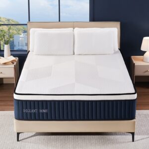 king mattress, diglant 14 inch hybrid mattress, medium plush feel memory foam euro top mattress in a box and pocket springs, certipur-us certified, balance support & pain-relief king size mattress