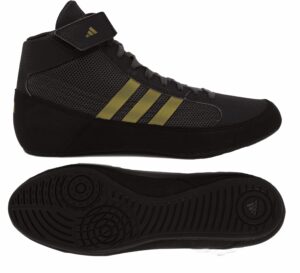 adidas men's hvc wrestling shoes, black/charcoal/metallic gold, 9