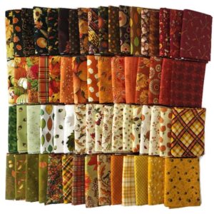 10 Fat Quarters -Autumn Fall Autumnal Nature Leaves Pumpkins Orange Red Assorted Quality Quilters Cotton Fabrics Fat Quarter Bundle