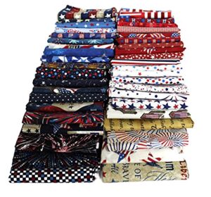 10 fat quarters - assorted patriotic american usa 4th of july america stars and stripes americana quilters cotton fabric bundle