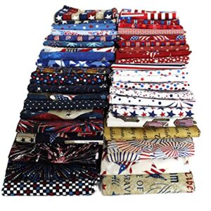 10 Fat Quarters - Assorted Patriotic American USA 4th of July America Stars and Stripes Americana Quilters Cotton Fabric Bundle