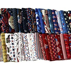 10 Fat Quarters - Assorted Patriotic American USA 4th of July America Stars and Stripes Americana Quilters Cotton Fabric Bundle