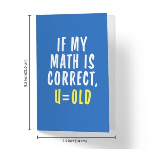 Funny Birthday Card for Men Women, Large 5.5 x 8.5 Happy Birthday Card for Him Her, Birthday Card for Dad Mom Husband Wife, 50th 60th 70th 80th Birthday Card, Karto U=Old