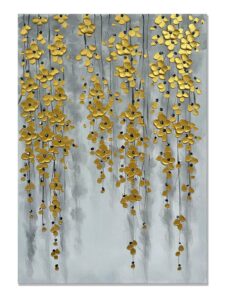 zoinart 3d modern oil painting on canvas hand painted abstract flower paintings gold floral artwork texture vertical canvas wall art contemporary art