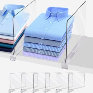 acrylic shelf dividers for closet organization, closet shelf organizer closet organizer for bedroom, closet dividers for shelves clear acrylic shelf dividers clothing divider shelf (clear,6 pack)