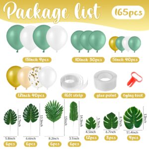 Libima 117 Pcs Jungle Party Decorations Balloon Garland Arch Kit with 48 Pcs 7 Kinds Artificial Palm Leaves Tropical Fake Leaves, Monstera Leaves for Baby Shower Safari Birthday Wedding Decoration