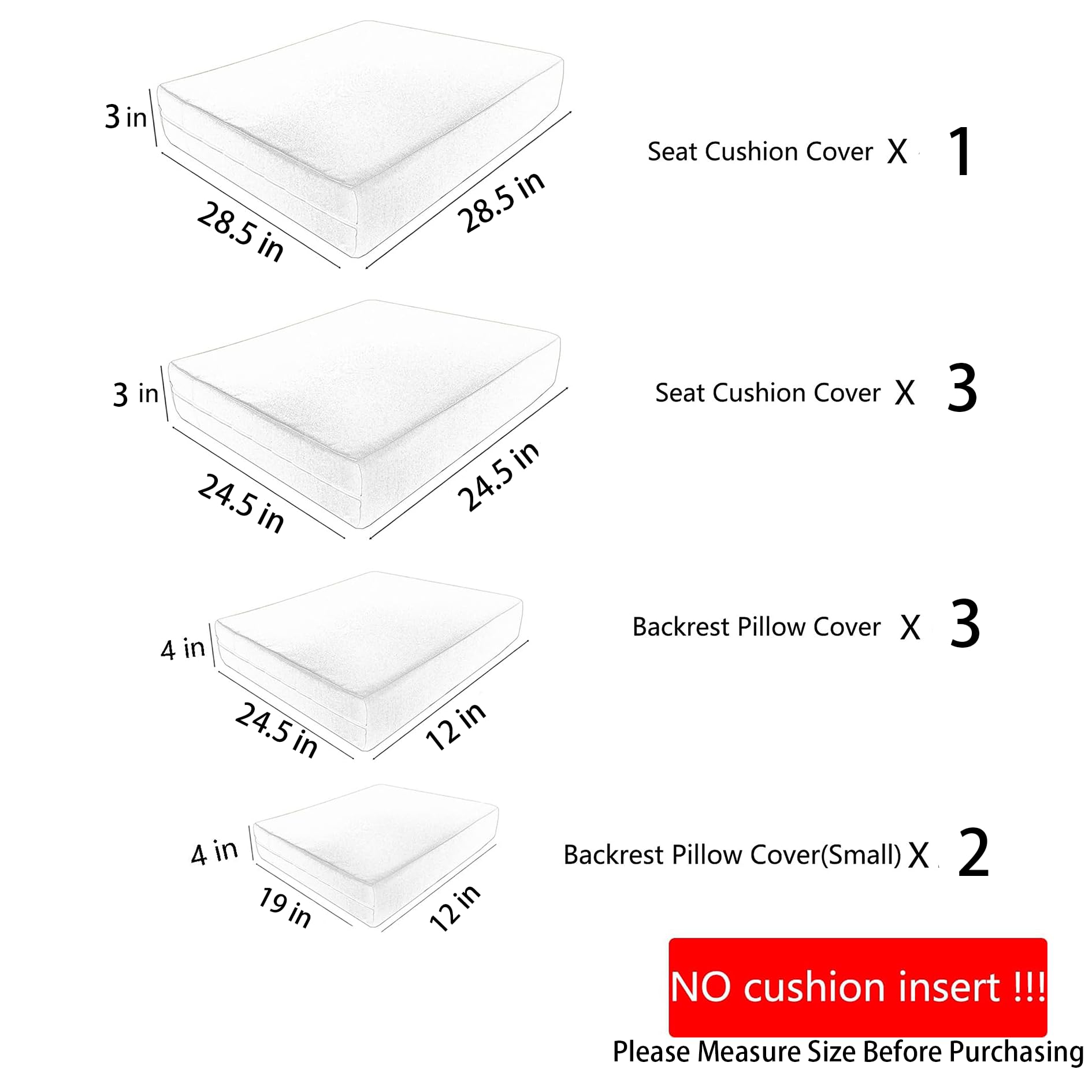 SUSIE'S GARDEN 9p patio cushion covers Outdoor Patio Cushions Covers Replacement Waterproof with Zipper for 5 Pcs Patio Furniture Set, Slipcovers for Outdoor Cushions Taupe, Covers Only