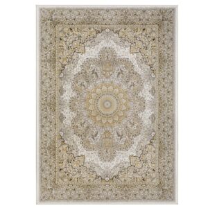 9x12 Area Rug for Living Room: Large Rugs Machine Washable with Non-Slip Backing Non-Shedding Stain Resistant, Boho Carpet for Bedroom Dining Room Nursery Home Office Indoor Decor (Beige)…