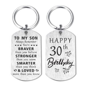 lgqdymz son 30th birthday gifts from mom dad - son happy 30 birthday gifts - son 30 years old birthday engraved keychain gifts