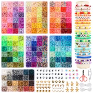 quefe 16800pcs clay beads bracelet making kit, 168 colors polymer beads spacer heishi beads, flat preppy beads for jewelry making kit with charms, diy crafts gift