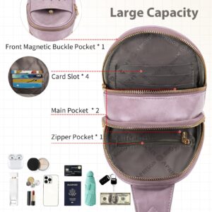 APHISON Small Sling Bag Fanny Packs Cell Phone Purse Vegan Leather Crossbody Bags for Women Chest Bag with Adjustable Strap Purple