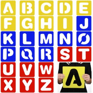 tecunite 26 pieces alphabet stencils set plastic letter stencils for painting learning, diy craft decoration (10 x 10 inches)