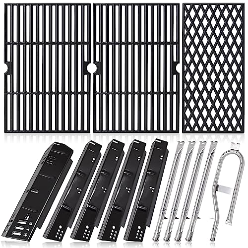 Adviace Grill Replacement Parts for Dyna Glo DGH474CRP, DGH483CRP, DGH474CRN-D, DGH474CRN, Cast Iron Grill Grates, Porcelain Heat Plates Shields Tents and Burners for Dyna-Glo Grill Replacement Parts.