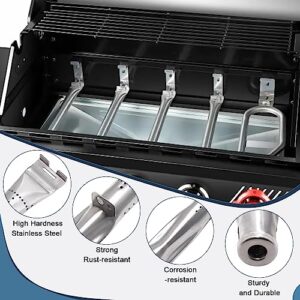 Adviace Grill Replacement Parts for Dyna Glo DGH474CRP, DGH483CRP, DGH474CRN-D, DGH474CRN, Cast Iron Grill Grates, Porcelain Heat Plates Shields Tents and Burners for Dyna-Glo Grill Replacement Parts.