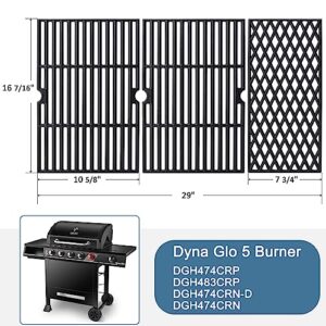 Adviace Grill Replacement Parts for Dyna Glo DGH474CRP, DGH483CRP, DGH474CRN-D, DGH474CRN, Cast Iron Grill Grates, Porcelain Heat Plates Shields Tents and Burners for Dyna-Glo Grill Replacement Parts.