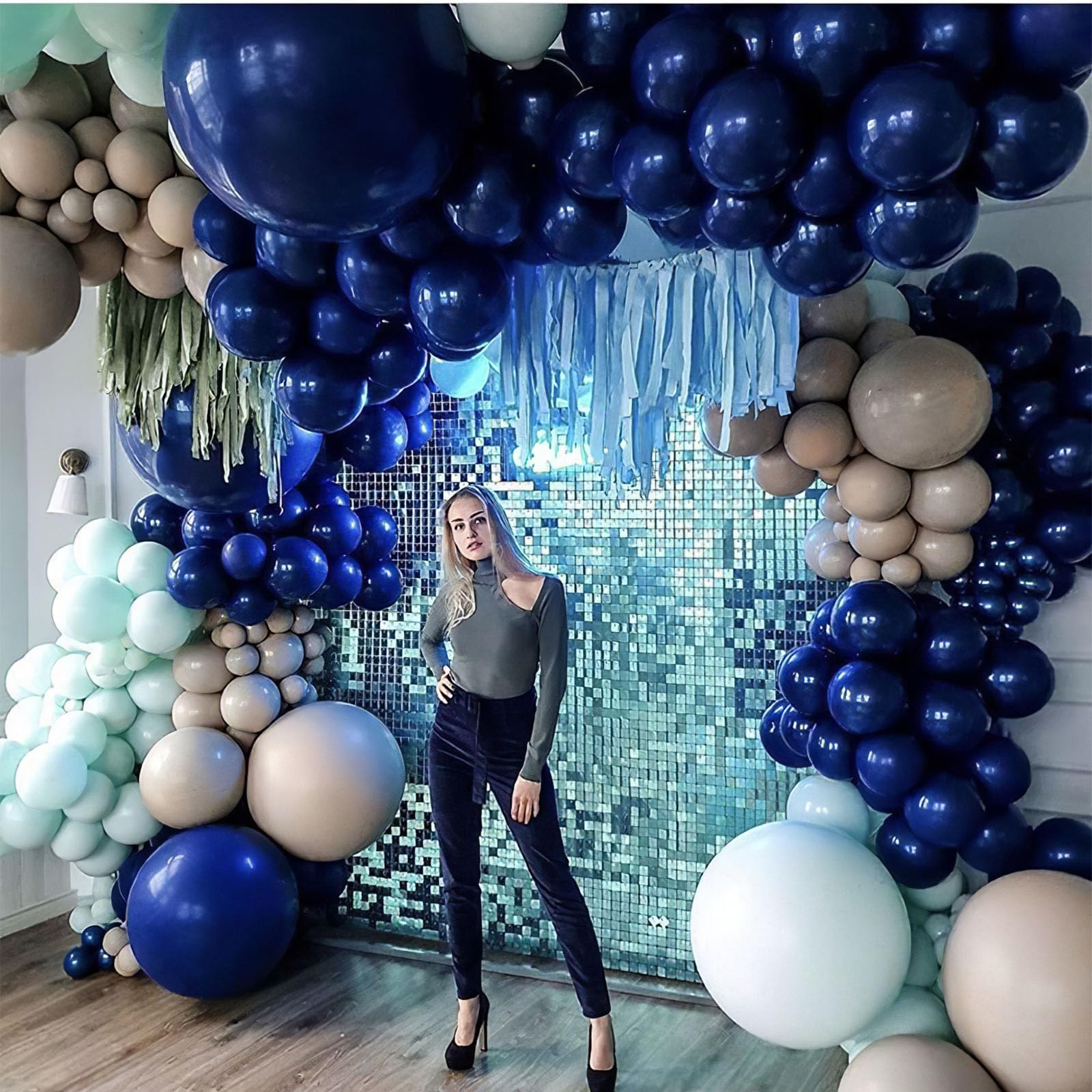 Freechase 154pcs Royal Blue Party Latex Balloons of Different Sizes 18/12/10/5inch Royal Blue Balloons with Royal Blue Ribbon Balloon Chain for Birthday Baby Shower Wedding Balloon Arch Kit Decoration