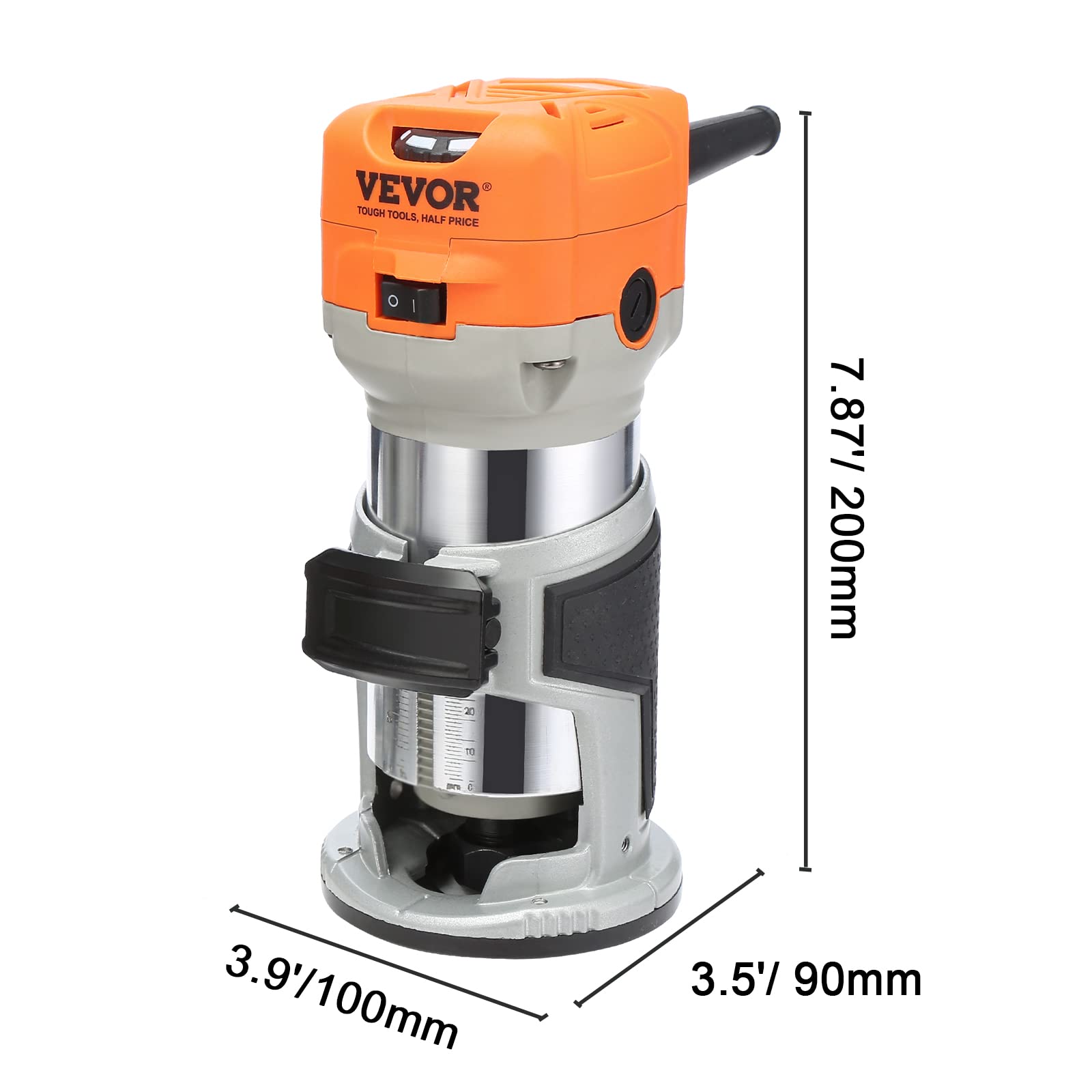 VEVOR Wood Router, 1.25HP 800W, Compact Wood Trimmer Router Tool, 30000RPM Max Speed 6 Variable Speeds, with 1/4'' & 5/16'' Collets 12 PCs Milling Cutters Dust Hood, for Woodworking Slotting Trimming