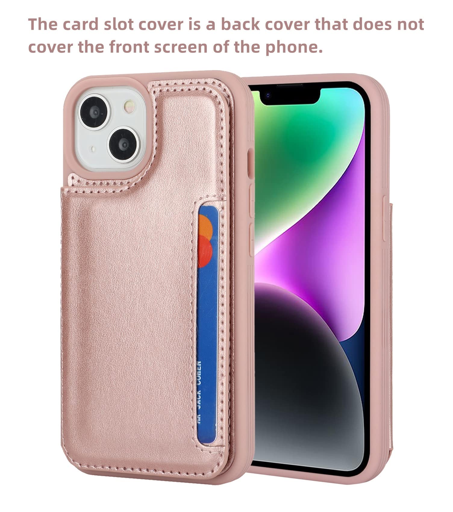 iCoverCase for iPhone 13 Case with Card Holder, iPhone 13 Wallet Case for Women Men [RFID Blocking] PU Leather Protective Wallet Phone Case for iPhone 13 6.1 Inch (Rose Gold)