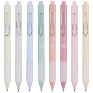 blieve - pastel colored gel pens with cool matte finish, aesthetic and cute pens with smooth writing for journaling and bible note taking no bleed through, cute school supplies 8 pack