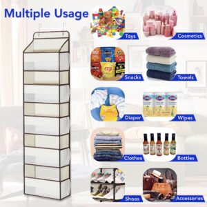 AINCE Over Door | Wall Mount Hanging Organizer Mesh Clear Window 5 Large Pockets Storage For Nursery | Pantry | Shoes | Toys | Kitchen (Beige)