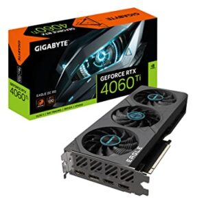 GIGABYTE GeForce RTX 4060 Ti Eagle OC 8G Graphics Card, 3X WINDFORCE Fans, 8GB 128-bit GDDR6, GV-N406TEAGLE OC-8GD Video Card