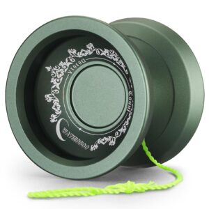 watieoboo yoyo professional, metal unresponsive yoyo for kids beginners, adults intermediate-advanced players with glove and 10 replacement yoyos strings(n army green)