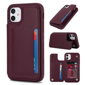 icovercase for iphone 11 case with card holder, iphone 11 phone case wallet for women men [rfid blocking] pu leather protective wallet case for iphone 11 6.1 inch (wine red)