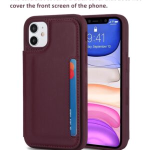 iCoverCase for iPhone 11 Case with Card Holder, iPhone 11 Phone Case Wallet for Women Men [RFID Blocking] PU Leather Protective Wallet Case for iPhone 11 6.1 Inch (Wine Red)