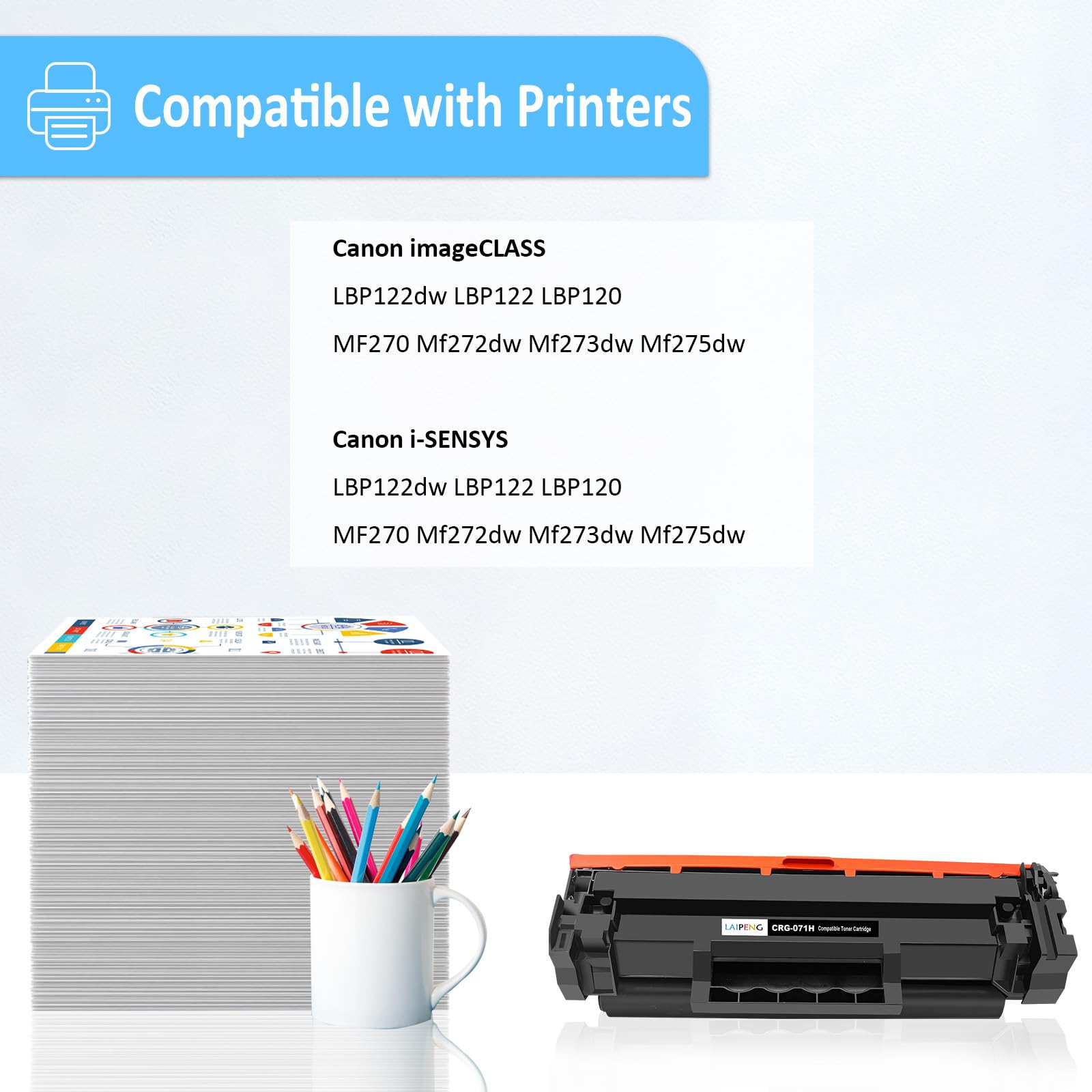 LAIPENG Compatible 071 H CRG071H Black High Yield 5646C001 for Canon 071H Imageclass LBP122dw MF272dw MF273dw MF275dw Toner Cartridge (1-Pack)