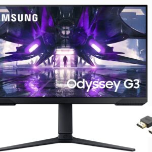 SAMSUNG Odyssey G3 Series 24-inch FHD 1080p Gaming Monitor, 165Hz, LED 1ms, Height Adjustable Stand, 3-Sided Border-Less, FreeSync Premium, with MTC HDMI Cable